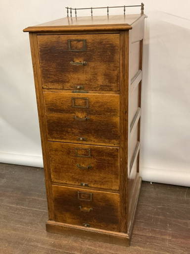 Vintage Oak Slant Top Oak File Cabinet