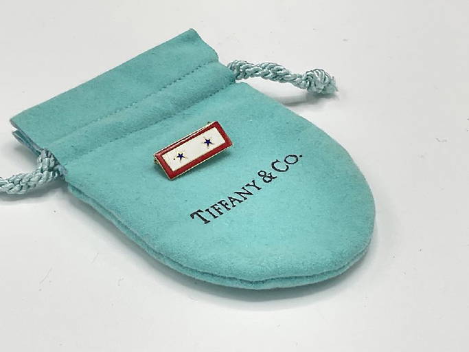 14k Gold Tiffany & Co. Wwii Era Two Blue Star Pin