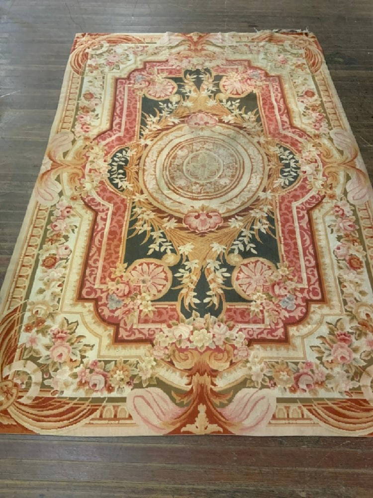 Antique French Needlepoint Rug - 5ft X 8ft Auction