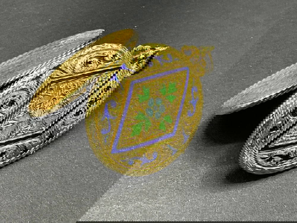 18k (750) Italian Gold Enameled Locket Auction
