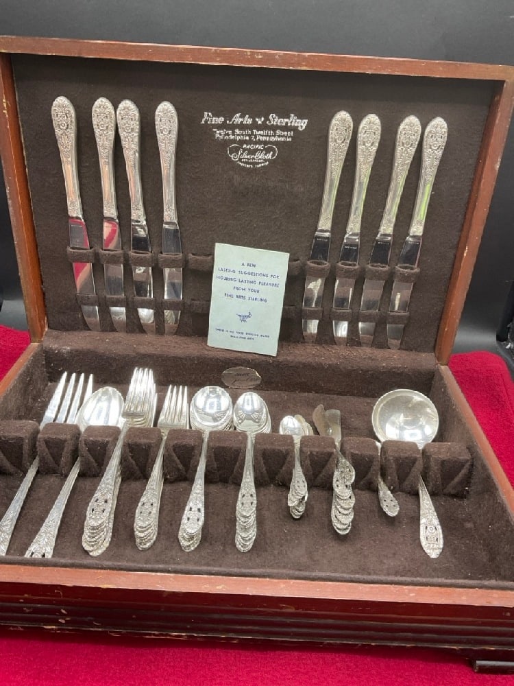 Fine Arts Sterling Silver Flatware Service "crown Princess" 81pc Auction