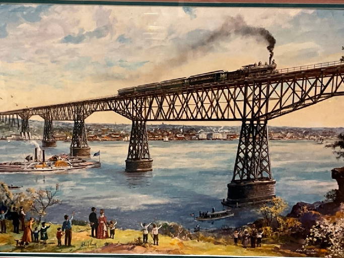 John Gould C. 1861 View Of The Poughkeepsie Railroad Bridge