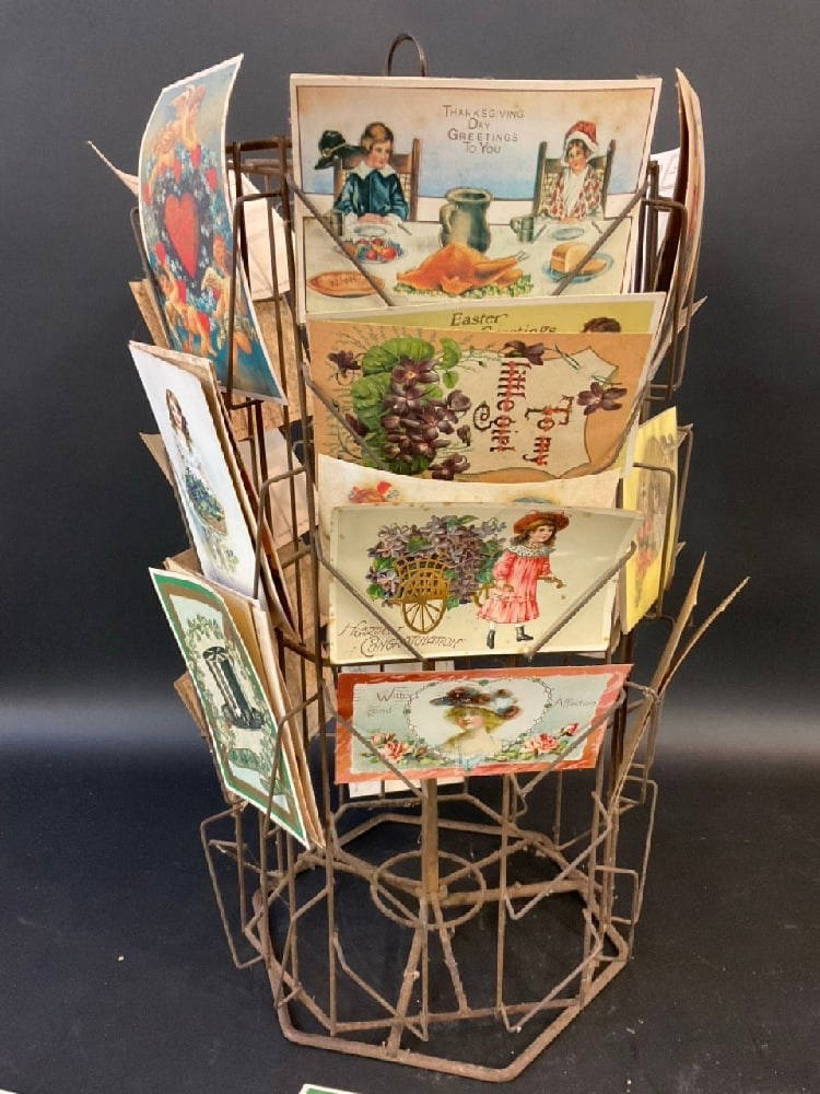 Vintage Postcard Rack Store Display Auction