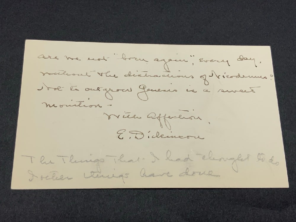 Important Documented Emily Dickinson (1830-1886) Original Signed Note ...