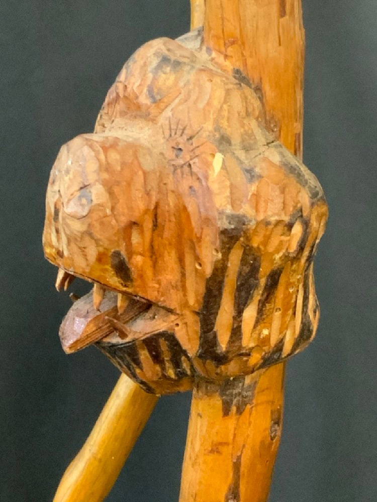 Lot With (3) Wooden Hiking Or Walking Sticks Auction