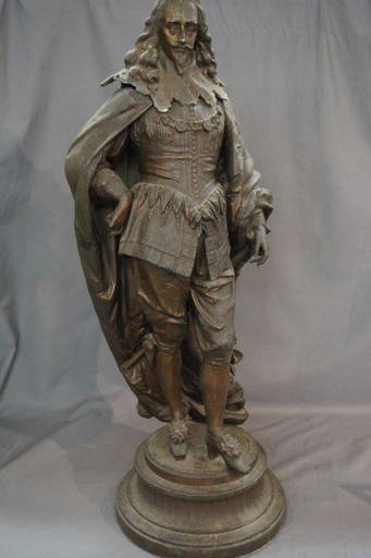 30" Tall Spelter Musketeer Statue