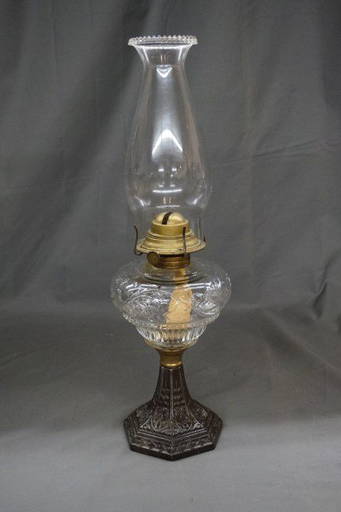 Antique Banner Oil Lamp