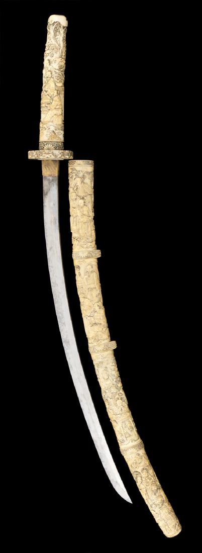 ˜A JAPANESE IVORY SWORD (TACHI), MEIJI PERIOD the