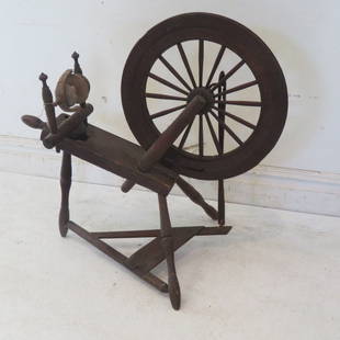 Early Flax Spinning Wheel Complete