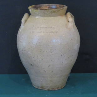 Ovoid 4 Gal. Stoneware Jar, J. Bennage, Parke Co., In