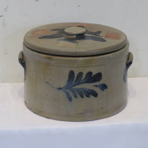 Early Stoneware Cake Crock With Lid
