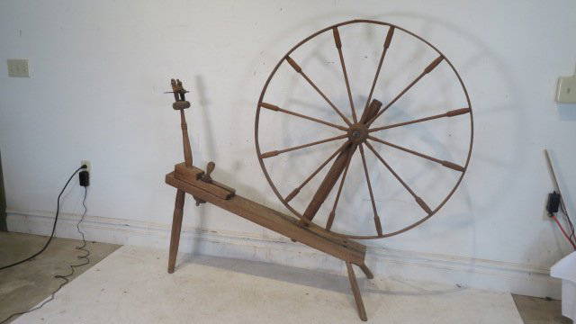 19th Century Complete Walking Spinning Wheel