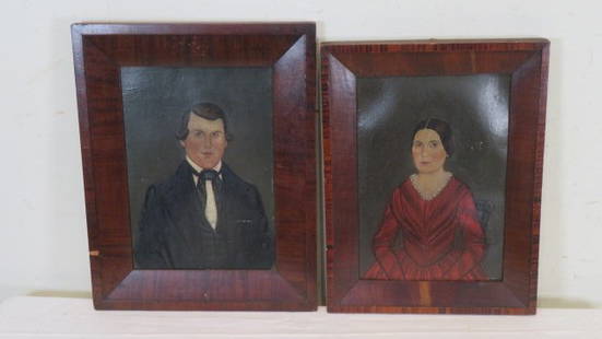 Pair Of 19th Century Double Portrait Paintings