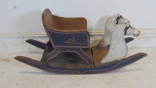 Shoo Fly Wood Rocking Horse In Original Paint