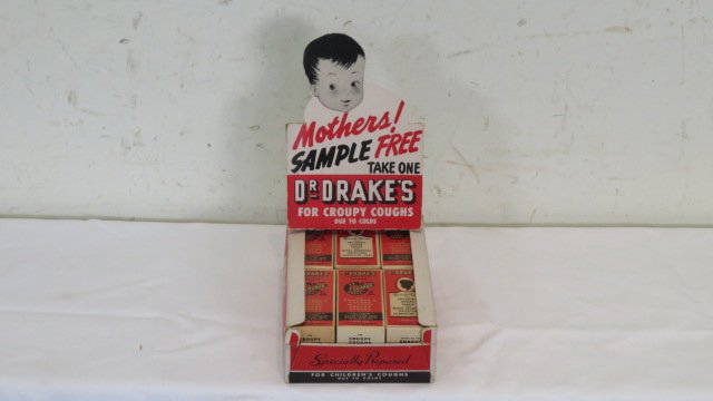 1950's Cardboard Store Display For Dr. Drake's Cough Syrup Auction