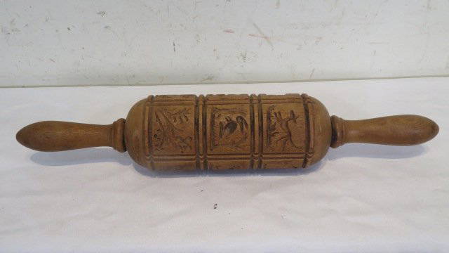 Early Wood Springerle Rolling Pin Auction