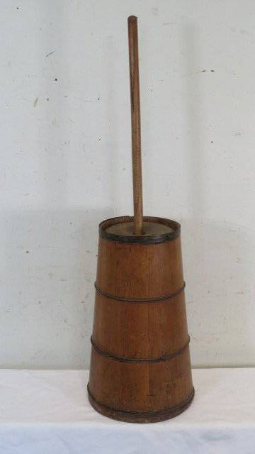Wood Dasher Churn With Metal Bands Auction