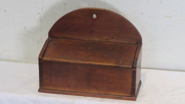 19th Century Walnut Dovetailed Hanging Candle Box With Lid Auction