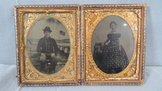 Lot Of Early Photography. To Include: 1) Ninth Plate Ambrotype Of Civil ...