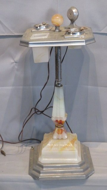 Chrome And Akro Agate Smoke Stand Auction