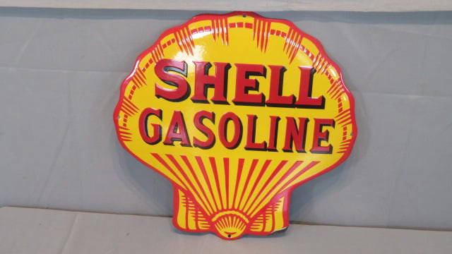 Early Porcelain Shell Gasoline Sign Auction