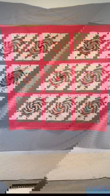 Late 19th Century Ohio Star Variation Patchwork Quilt Auction