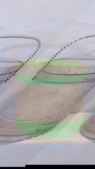 19th Century Wood Firkin With Lid In Old Gray With Apple Green Trim Auction