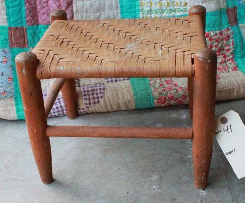 41. Antique Oak Splint Stool.