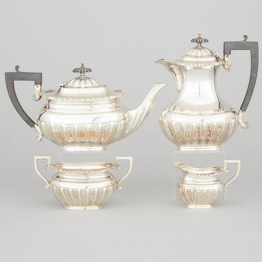 English Silver Tea Service, Adolph Barsach Davis,