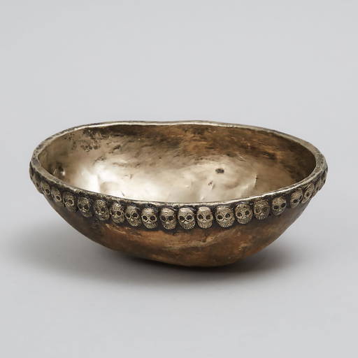 Tibetan Buddhist Silver Lined Kapala (skull Cap) Bowl,