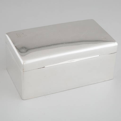 German Silver Rectangular Cigar Box, Hermann Behrnd, Dresde