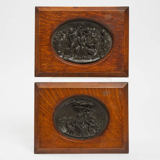 Pair Of Victorian Copper Electrotype Relief Panels, C.1870,