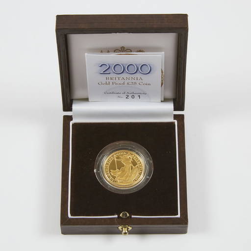 British 2000 Quarter Ounce 25 Pound Gold Coin, in case - Dec 08, 2022 ...