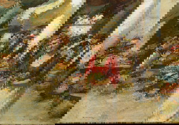 Italian, Giuseppe Pitto (1857 1928), Market Day,