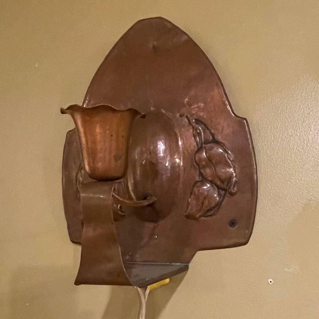 Copper Repousse Sconces Pair Auction