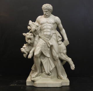 Marble Sculpture 'hercules And Antaeus'