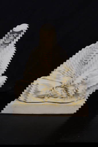 Sculpture Representing A Skeleton Of A Beggar In Carrara Marble.