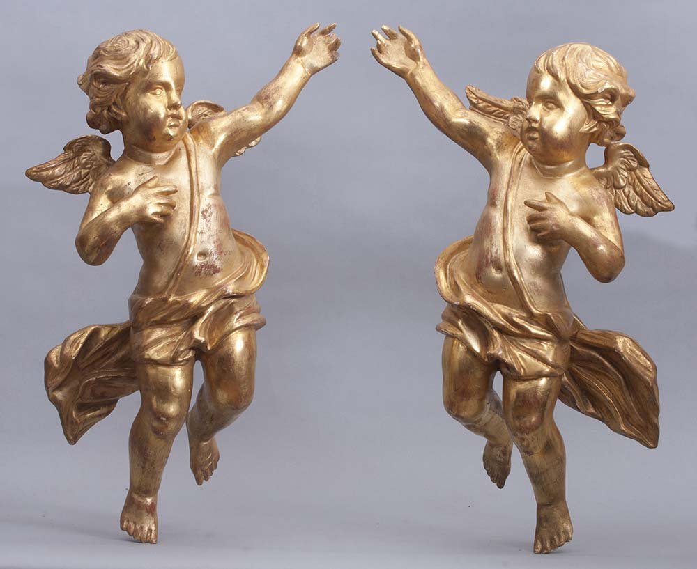 Coppia putti in legno dorato