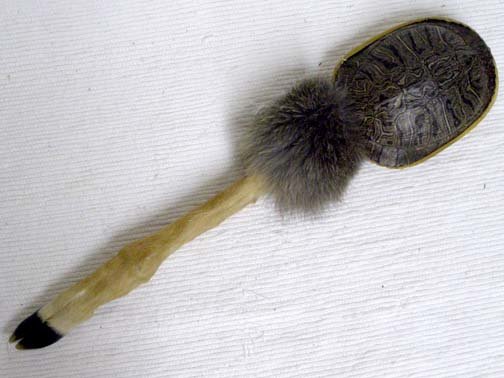 Native American Stag Hoof Turtle Shell Rattle