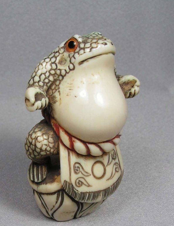 Hand Carved Ivory Frog Netsuke