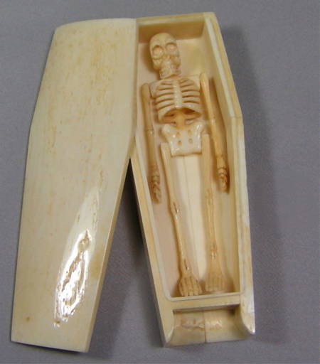 Unique Bone Carving Skeleton W/ Funerary Box