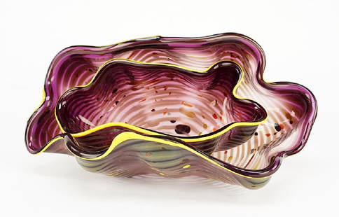 Dale Chihuly, American, B. 1941, Seaform Bowl And Sphere