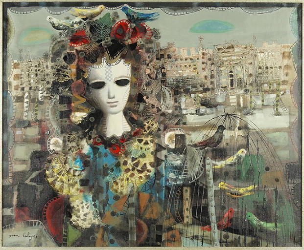 Jean Calogero (french, 1922 2001) Girl With Birds.