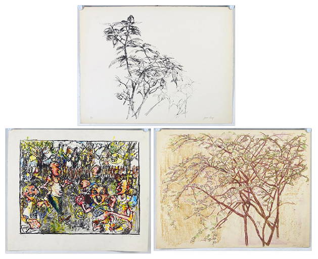 June Leaf (american, B. 1929) Three Lithographs.