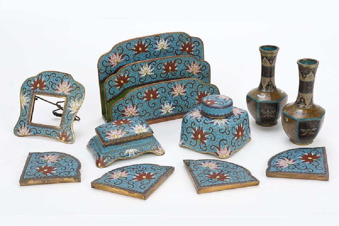 A Cloisonne Desk Set.