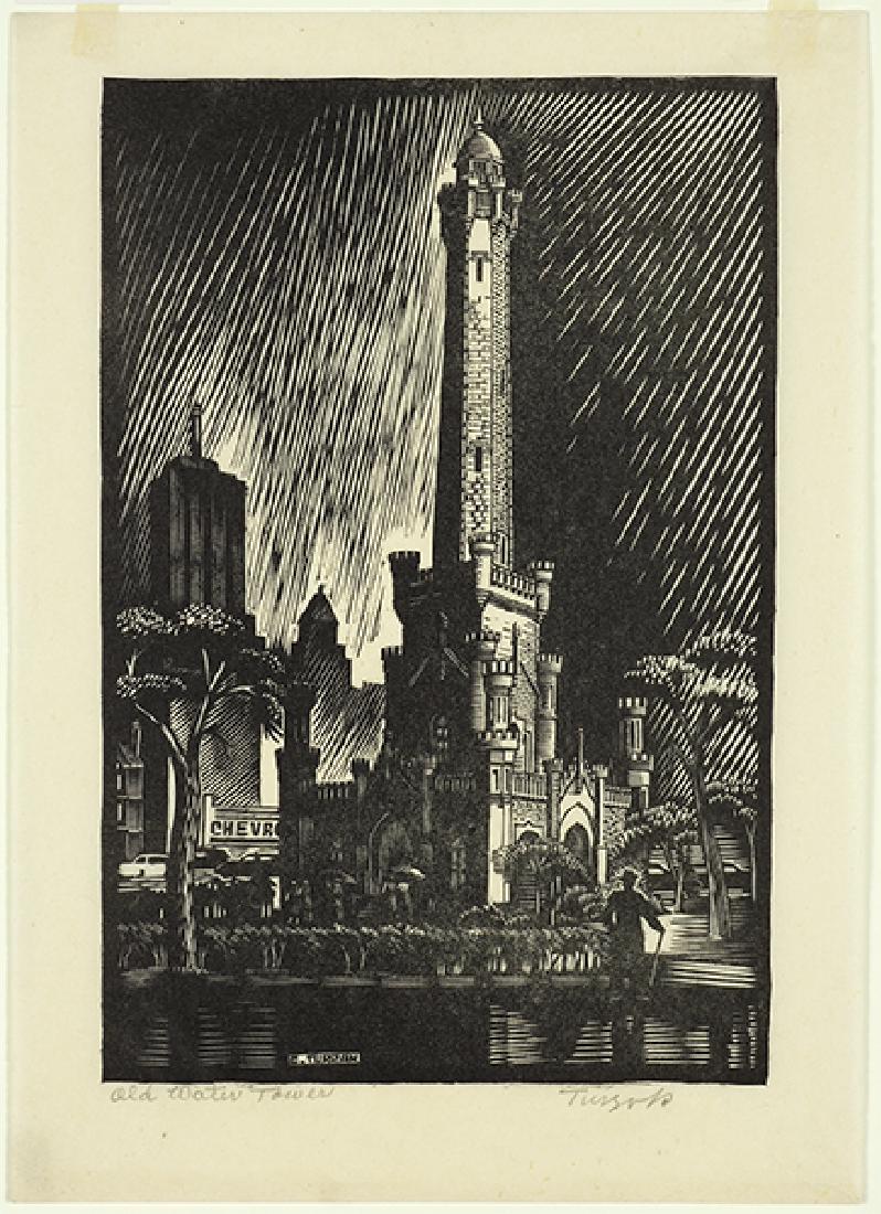 Charles Turzak (American, 1899-1986) Old Water Tower.