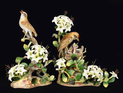 Pair Of Boehm Porcelain Wood Thrushes Figurines.
