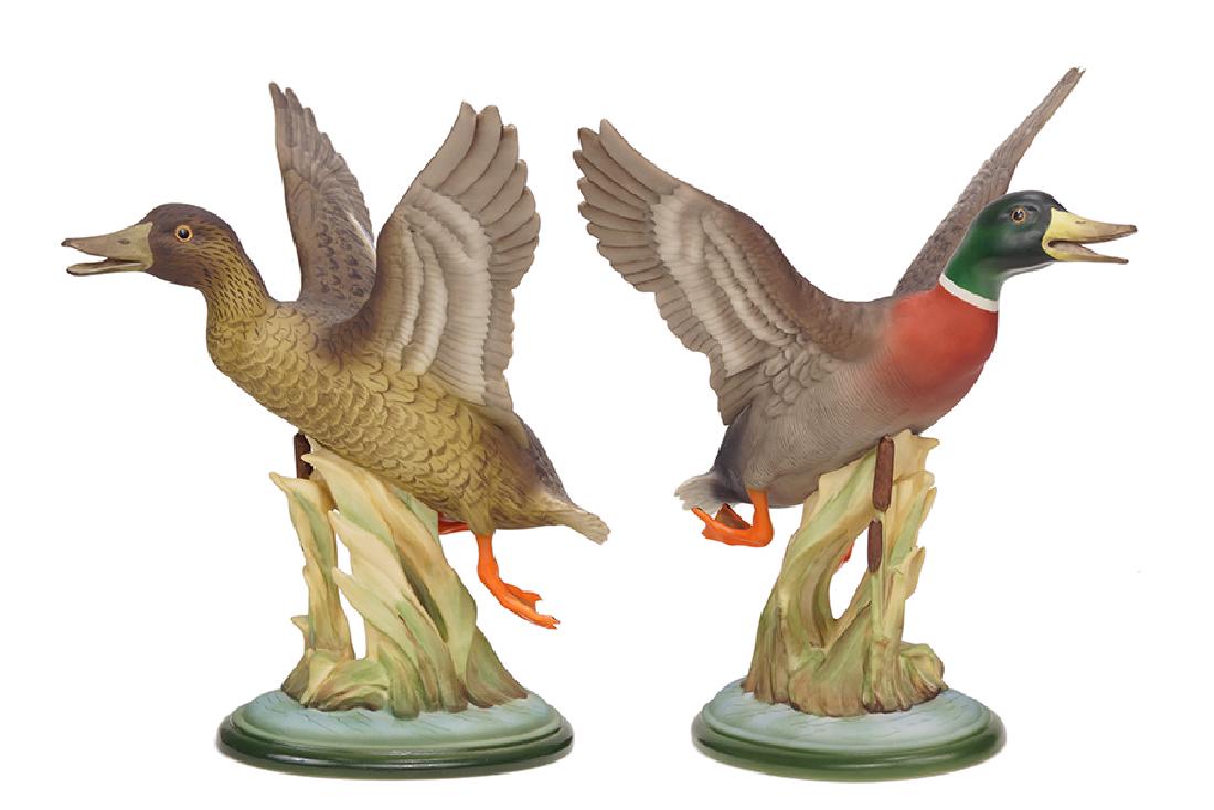 A Pair of Boehm Porcelain Mallard Ducks.