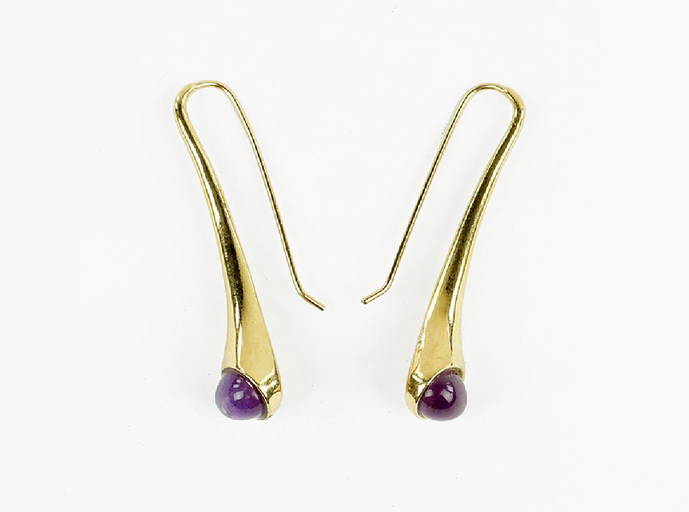 A Pair Of Peter Brams Amethyst Earrings.