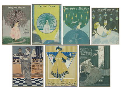 Erte Harper's Bazaar Antique Magazine Covers Group